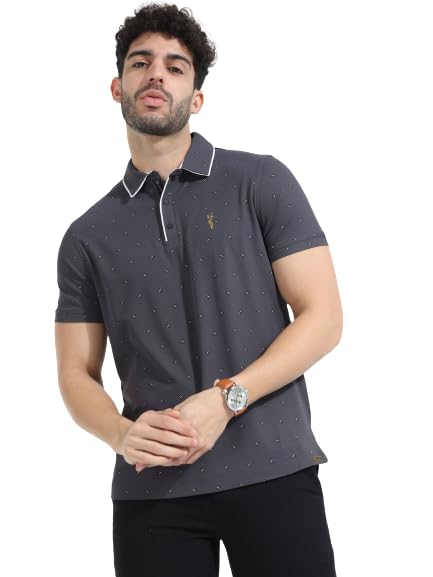 Dark Grey Rolex Print Polo T-Shirts - Premium Quality