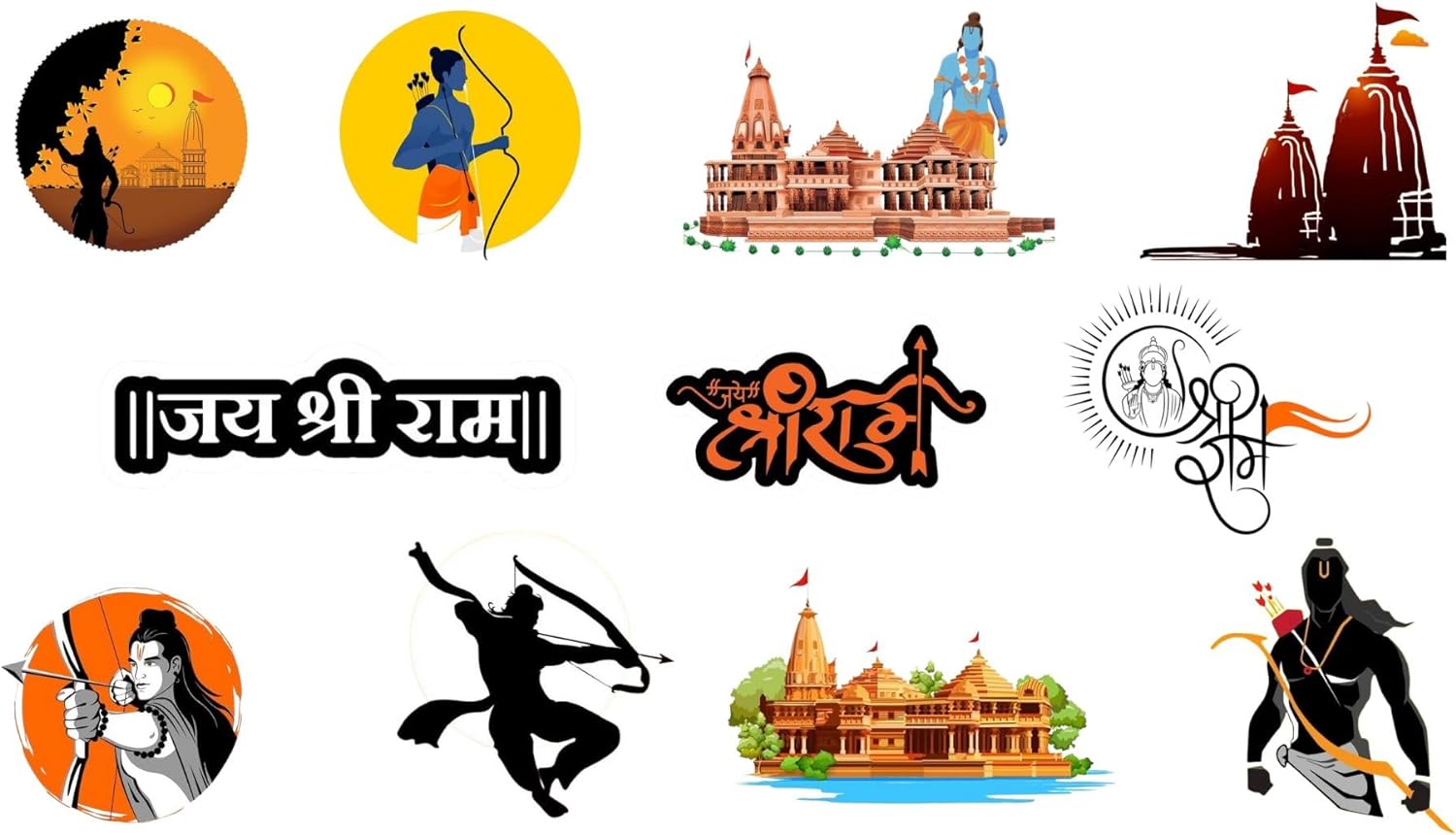 Jai Shree Ram - Mere Ram Stickers Pack of 11 (Vinyl Stickers ...
