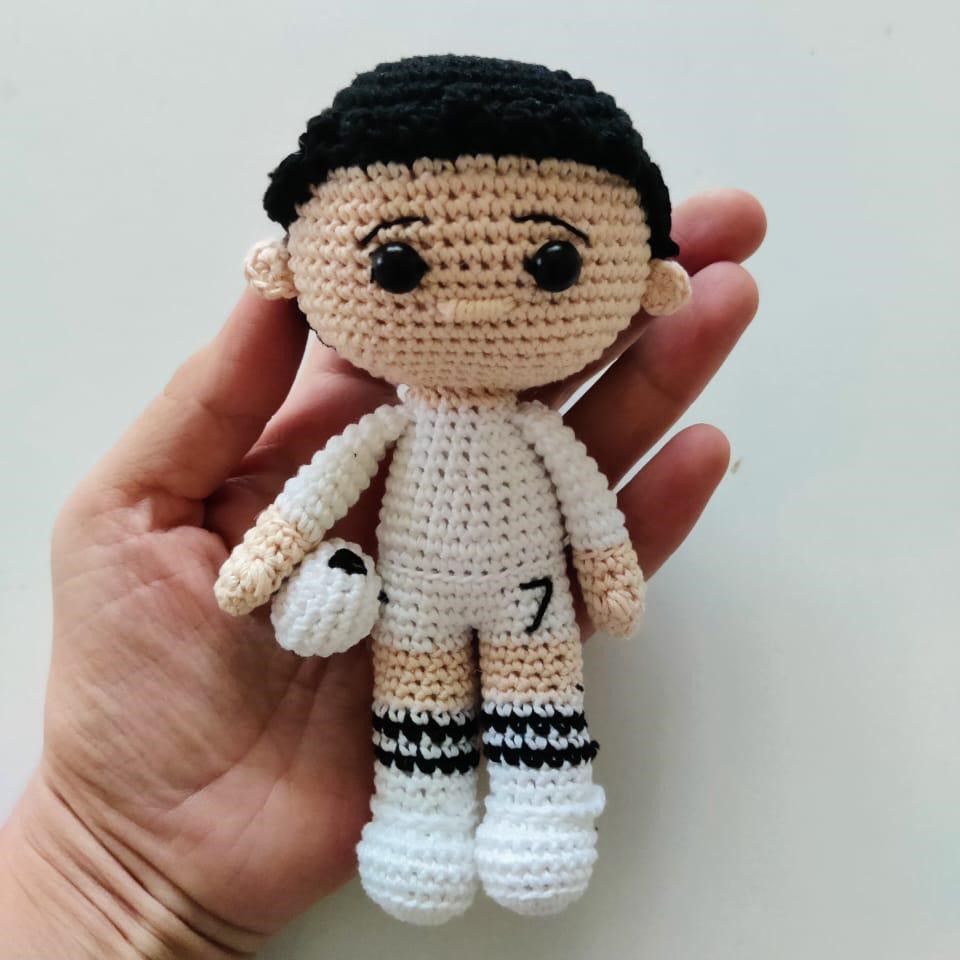Crochet Ronaldo Miniature with Football - CrochyKnots