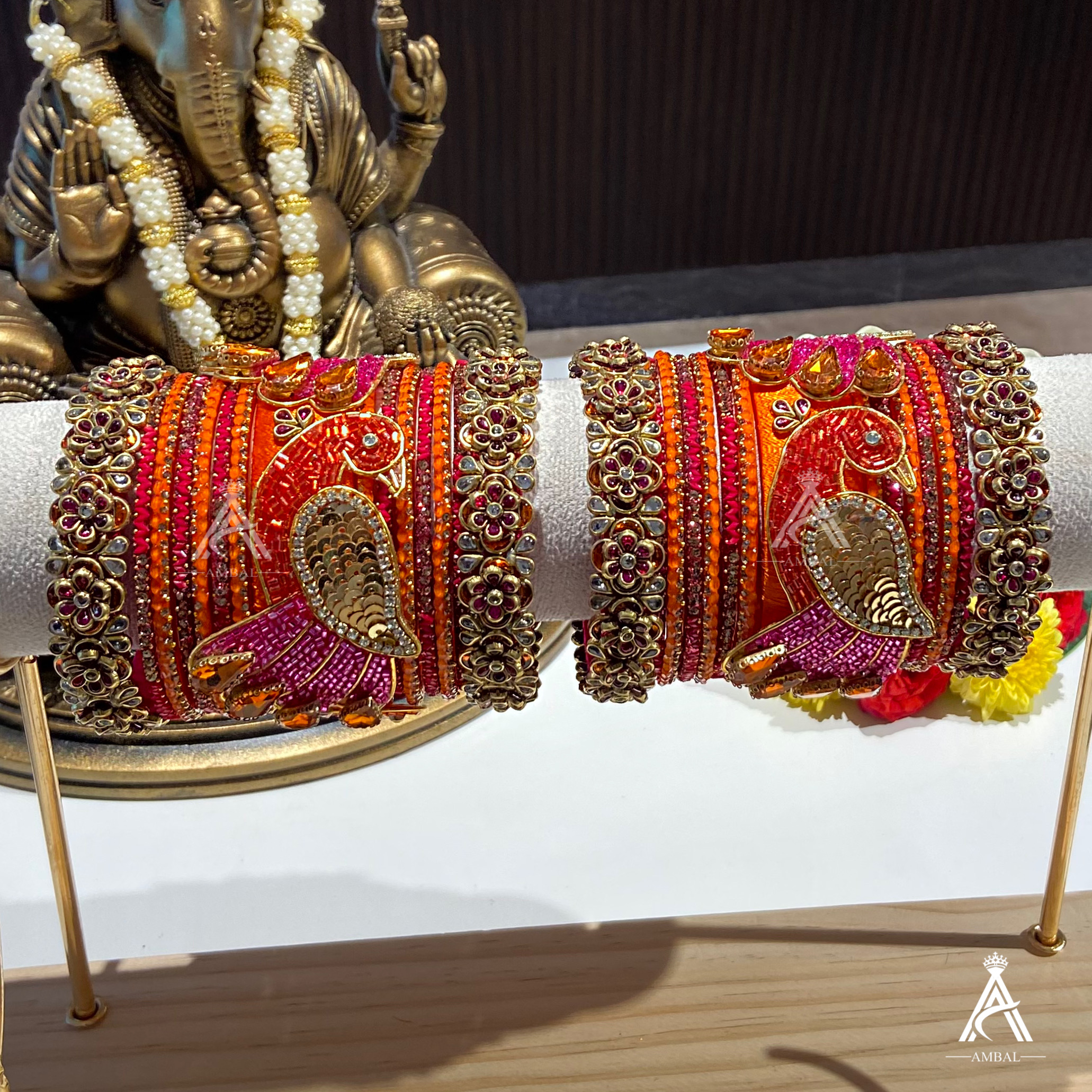 Peacock & floral Designed Bridal Silkthread Bangle - P0032 (Double Hand ...