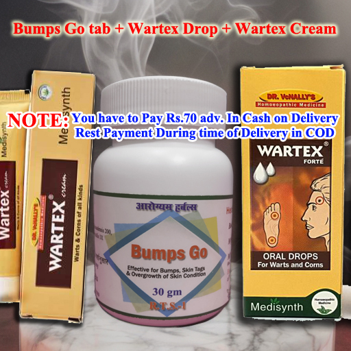 Bumps Go Tab + Wartex Drop + Wartex Cream- Pack pf 3 Medicines ...