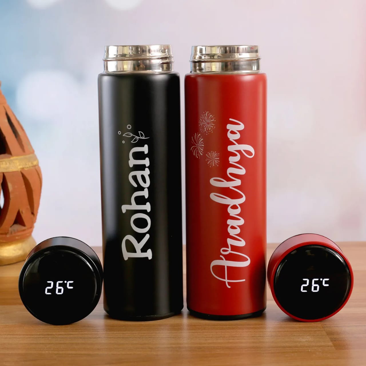 Temperature Smart Vacuum Insulated Thermos Water Bottle With Led ...