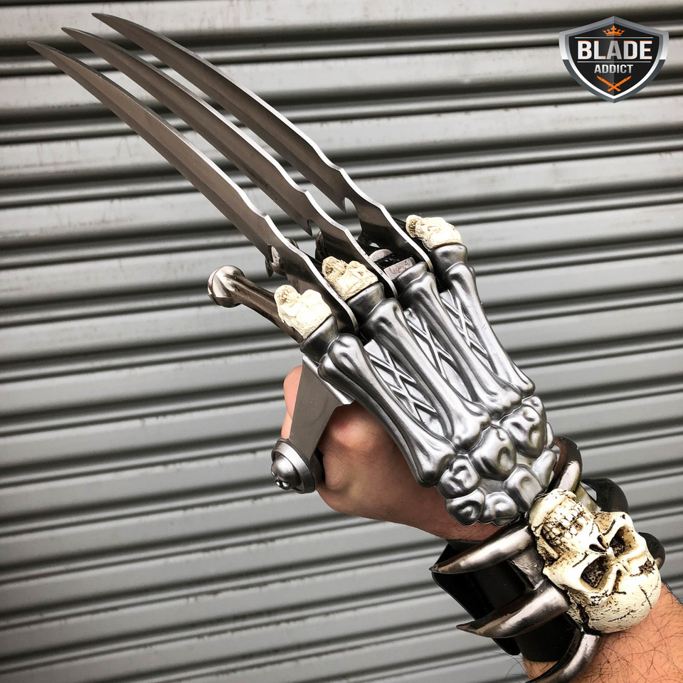 17" Fantasy Wolverine Claw & Skull Skeleton Knife Dagger w/ Handle ...