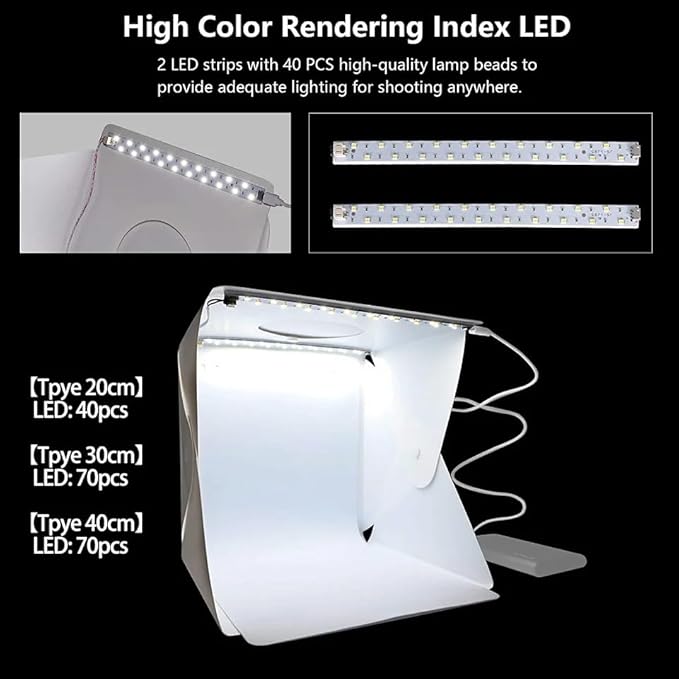 Lightbox 40 40 40cm Photo Ring LED Light Studio Box 4 Color Backgrounds ...